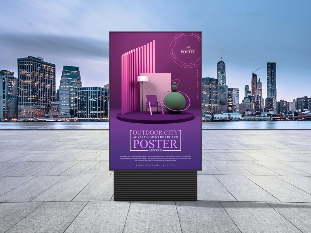 Free City Advertisement Modern Poster Mockup Design - Mockup Planet