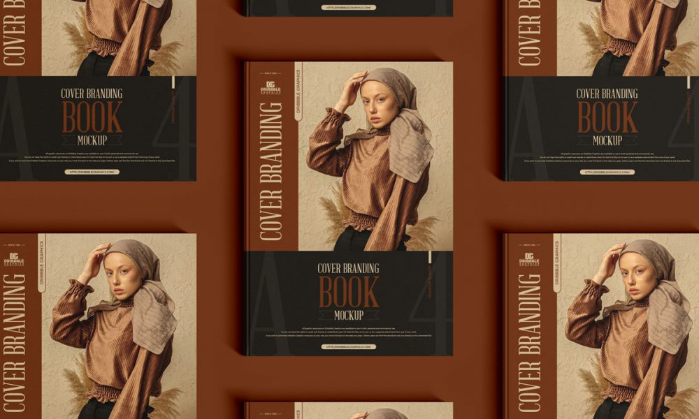 Free Grid A4 Hardcover Book Mockup Design - Mockup Planet