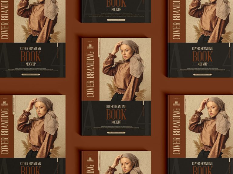 Free Grid A4 Hardcover Book Mockup Design - Mockup Planet