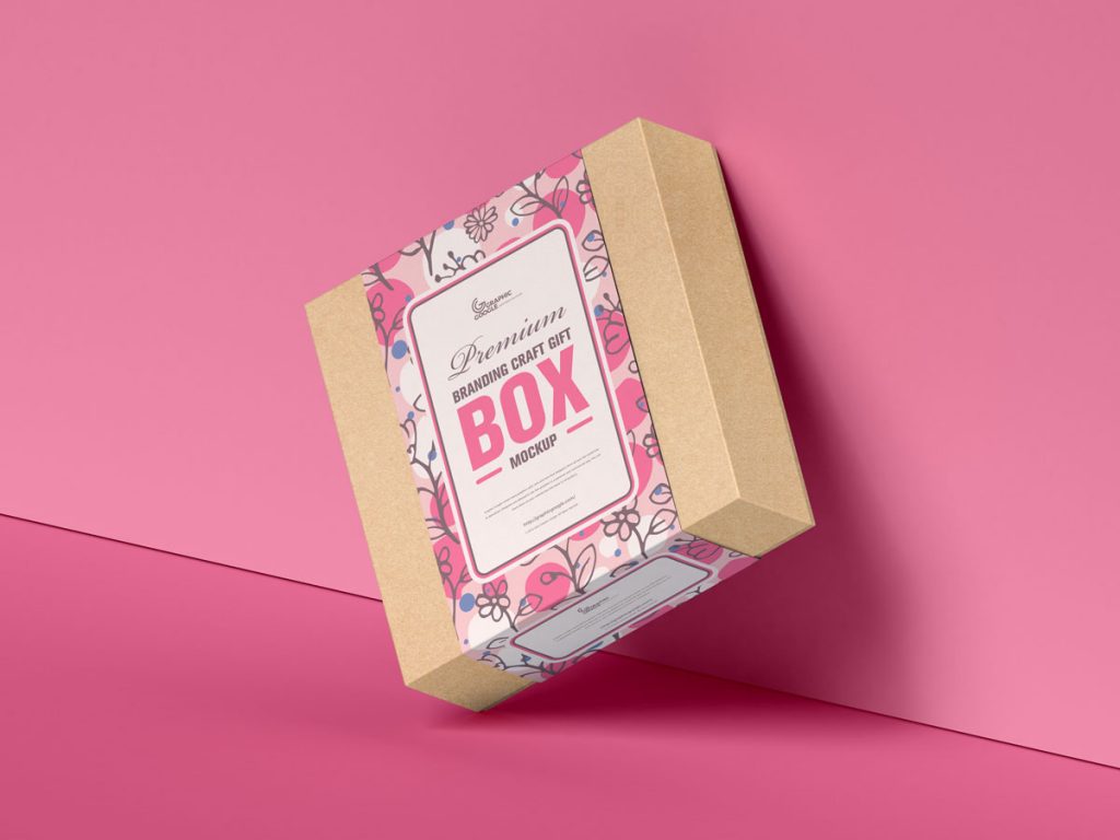 Free Craft Packaging Gift Box Mockup Design - Mockup Planet
