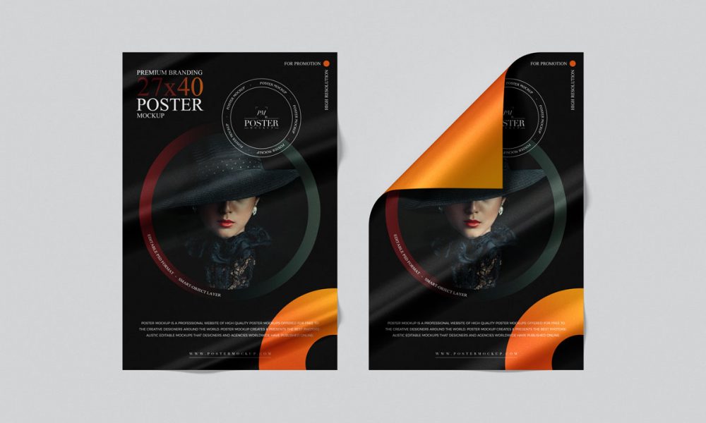 Free 27x40 Curved Poster Mockup Design - Mockup Planet