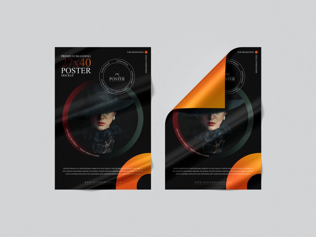 Free 27x40 Curved Poster Mockup Design - Mockup Planet