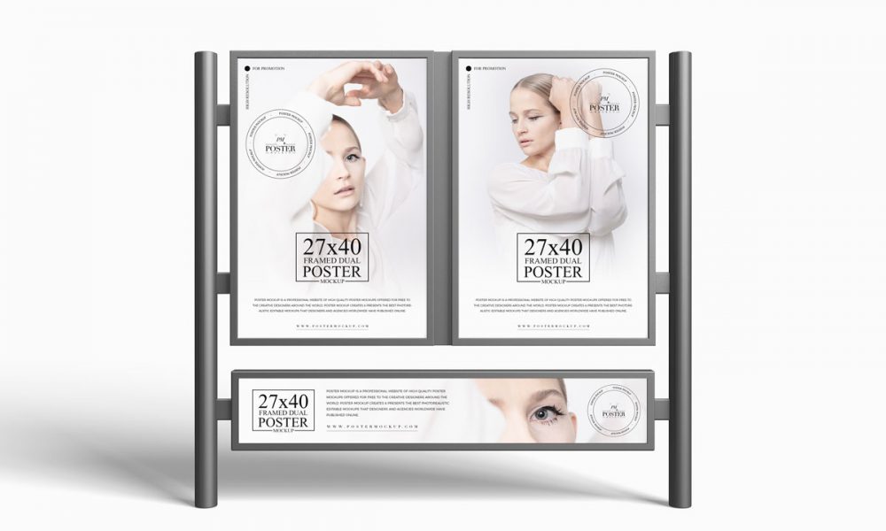 Free 27x40 Dual Framed Poster Mockup Design - Mockup Planet