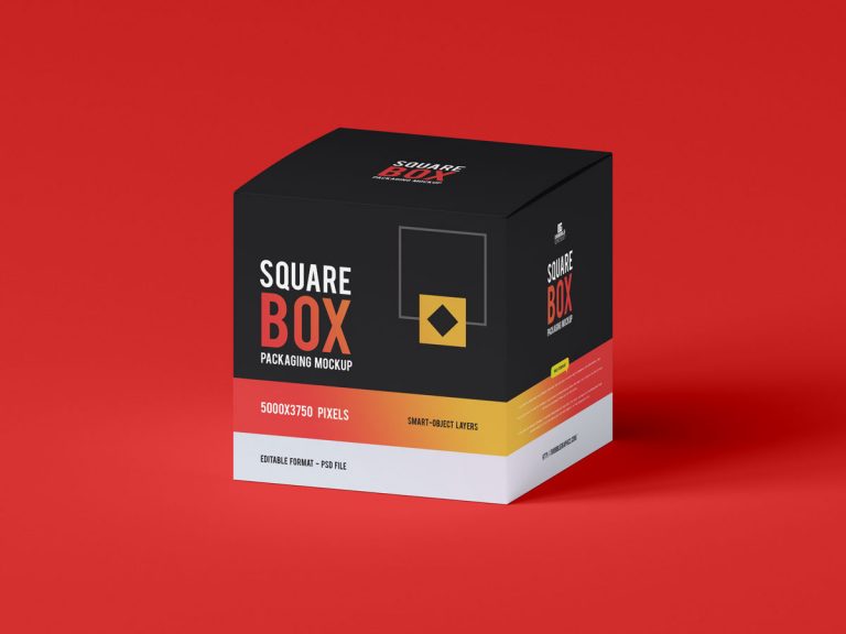 Free Premium Product Square Box Packaging Mockup Design - Mockup Planet
