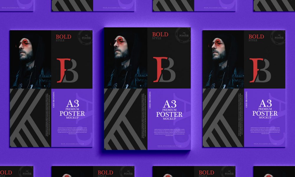 Free Modern A3 Poster Mockup Design - Mockup Planet