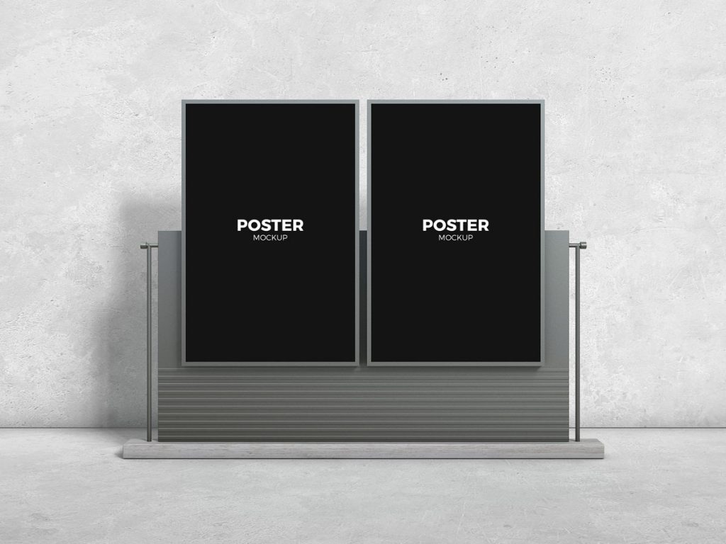 Free Advertising Display Dual Poster Mockup Design - Mockup Planet
