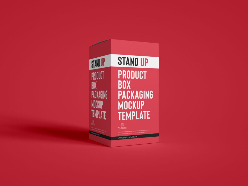 Free Premium Standing Box Packaging Mockup Design - Mockup Planet