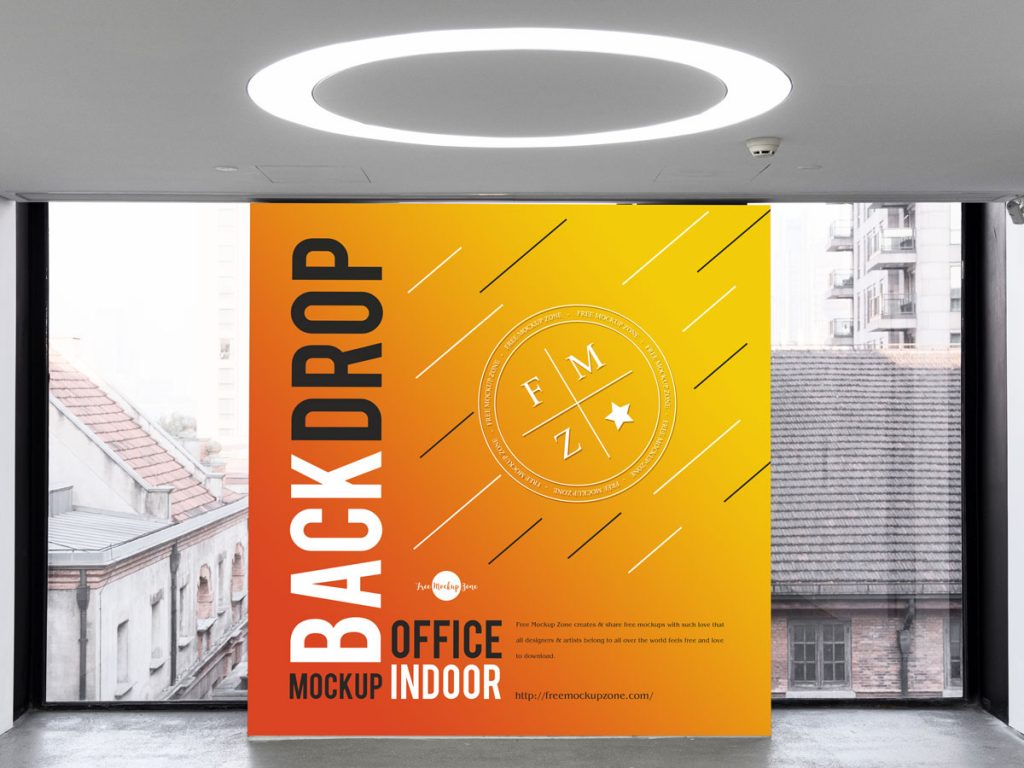 Free Indoor Advertising Backdrop Banner Mockup Design - Mockup Planet