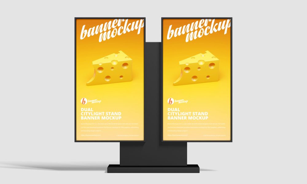 Free Dual Citylight Stand Banner Mockup Design - Mockup Planet