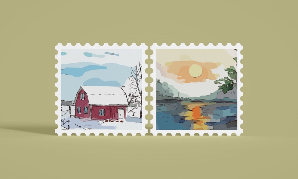 Free Stand Up Postage Stamp Mockup Design - Mockup Planet