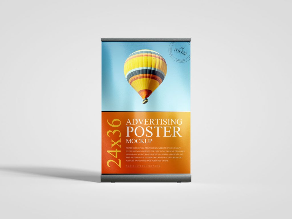 Free Stand Up Stand Poster Mockup Design - Mockup Planet