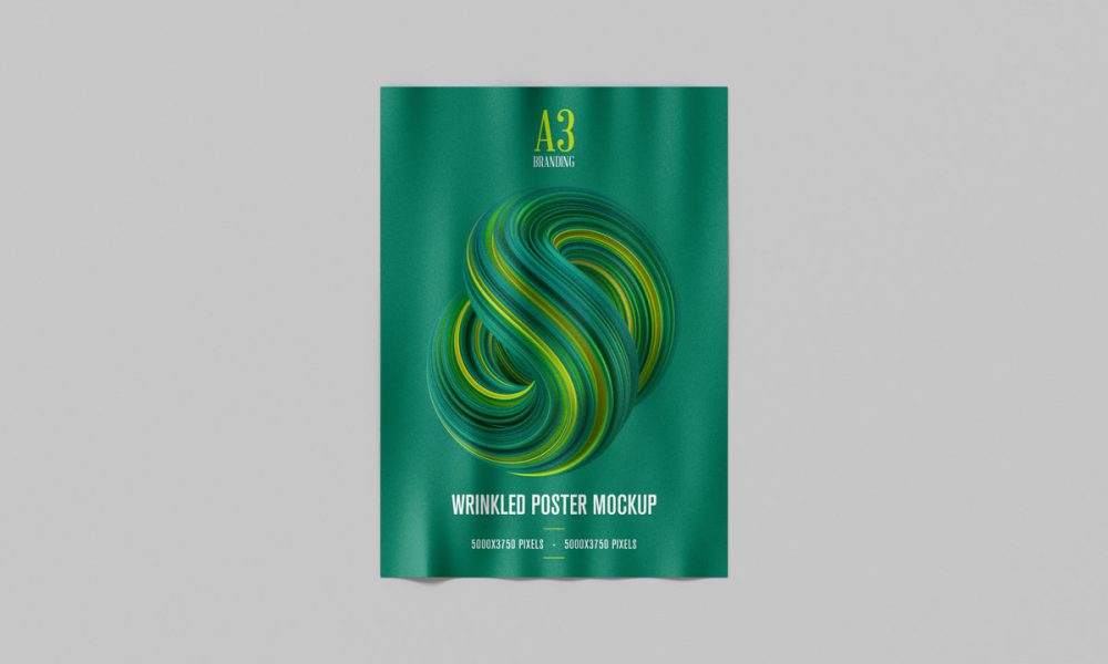 Free Top View A3 Wrinkled Poster Mockup Design - Mockup Planet