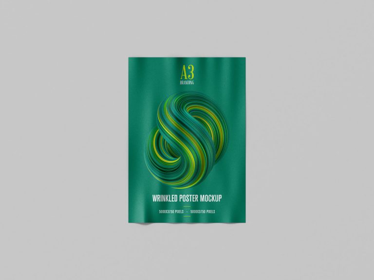 Free Top View A3 Wrinkled Poster Mockup Design - Mockup Planet