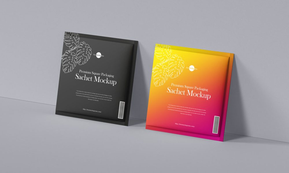 Free Premium Dual Sachet Packaging Mockup Design - Mockup Planet