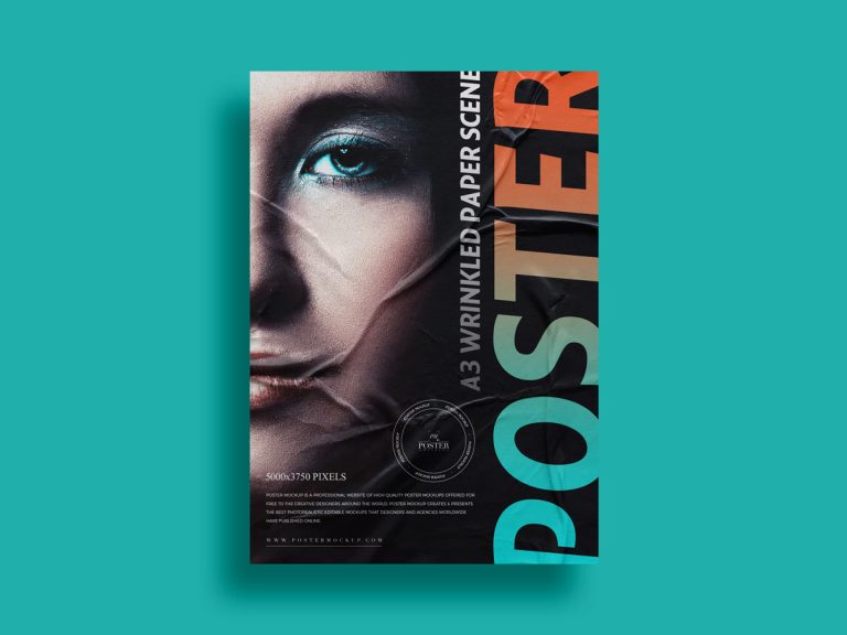 Free Wrinkled A3 Poster Mockup Design - Mockup Planet