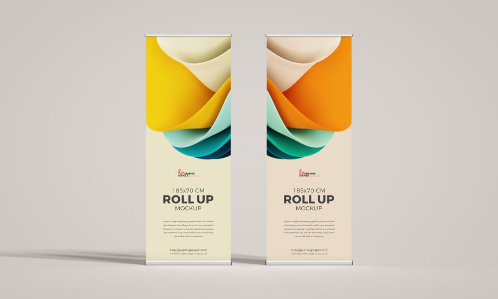 Free Dual Roll Up Banner Mockup Design - Mockup Planet