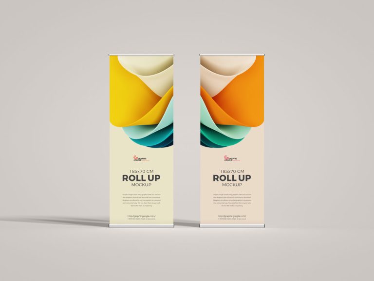 Free Dual Roll Up Banner Mockup Design - Mockup Planet