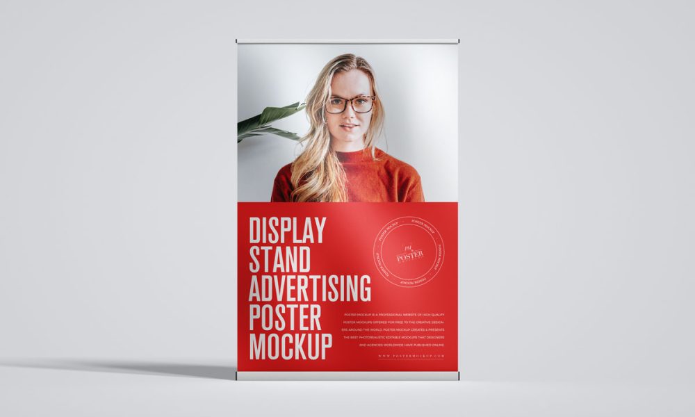 Free Front View Display Poster Mockup Design - Mockup Planet
