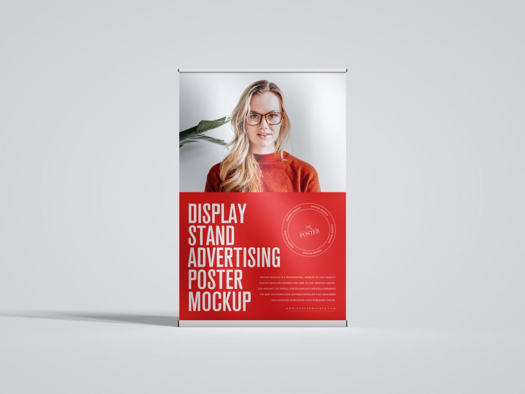Free Front View Display Poster Mockup Design - Mockup Planet