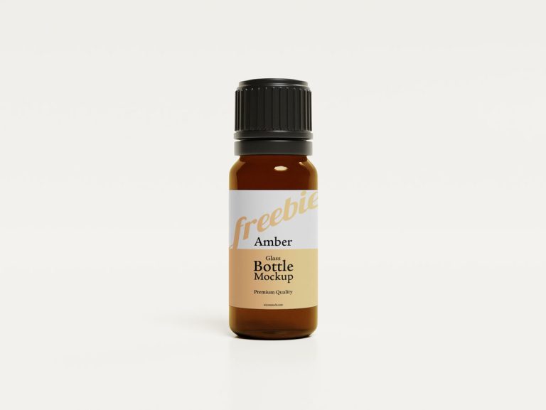 Free Premium Amber Bottle Mockup Design - Mockup Planet