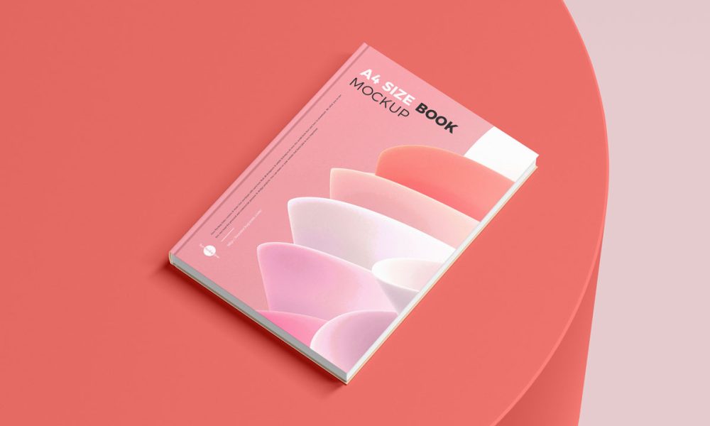 Free Elegant A4 Cover Branding Book Mockup Design - Mockup Planet