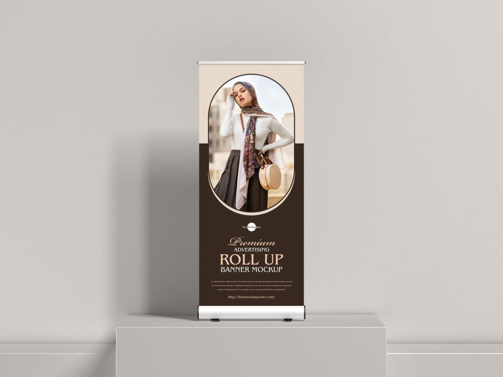 Free Elegant Roll Up Banner Mockup Design - Mockup Planet