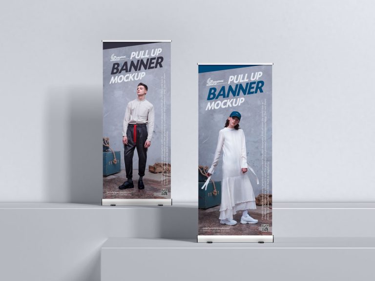 Free Fabulous Dual Pull Up Banner Mockup Design - Mockup Planet