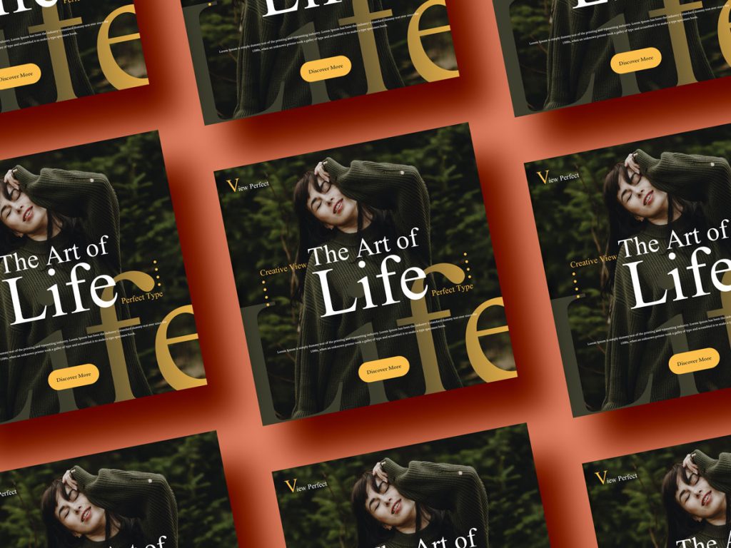 Free Grid Square Ad Banner Mockup Design - Mockup Planet