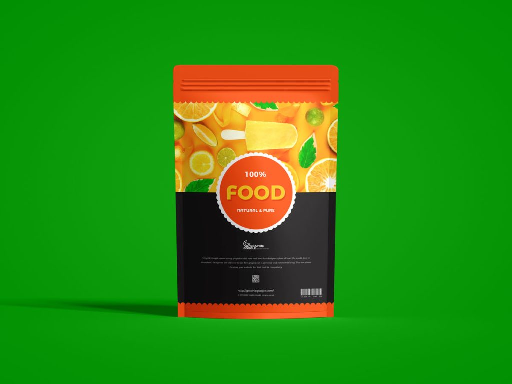 Free Premium Front View Pouch Packaging Mockup Design - Mockup Planet