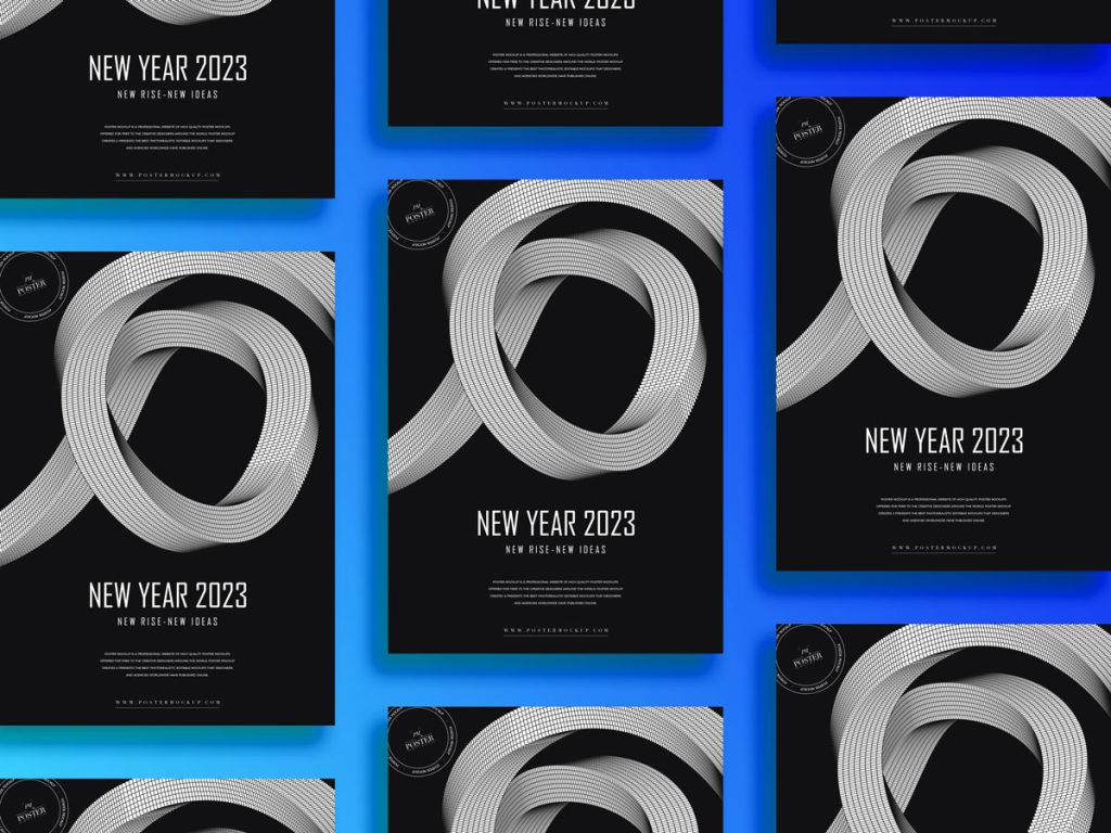 Free Premium Top View Grid Poster Mockup Design - Mockup Planet