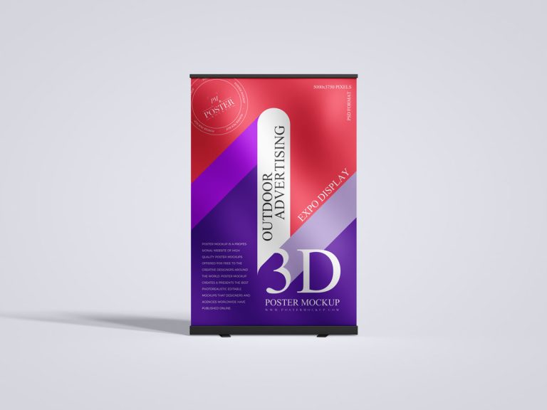 Free 3D Display Poster Mockup Design - Mockup Planet