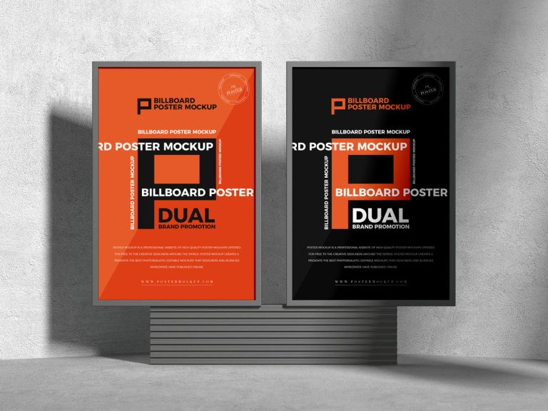 Free Dual Stand Billboard Poster Mockup Design - Mockup Planet