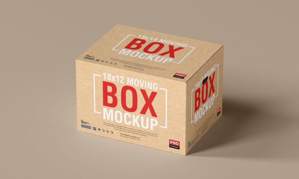 Free Cargo Delivery Box Mockup Design - Mockup Planet