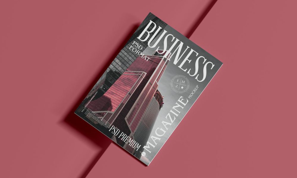 Free Front View Standing Magazine Mockup Design - Mockup Planet