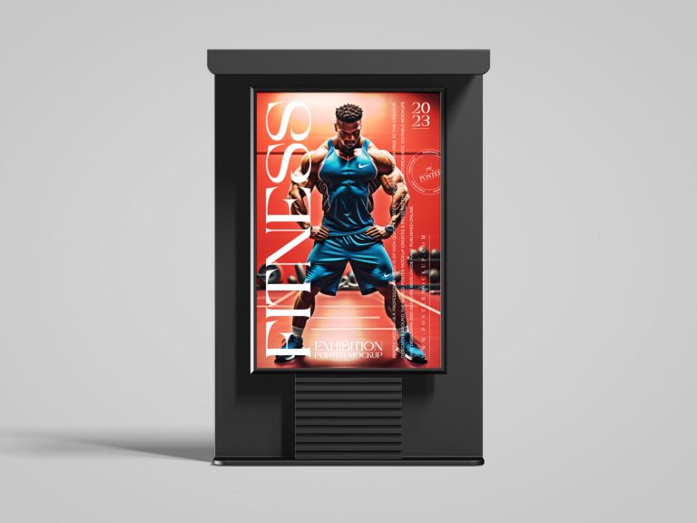 Free 3D Display Expo Poster Mockup Design - Mockup Planet