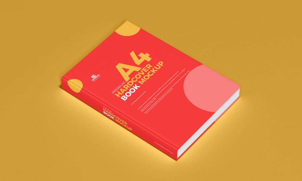 Free Modern Hardcover A4 Book Mockup Design - Mockup Planet