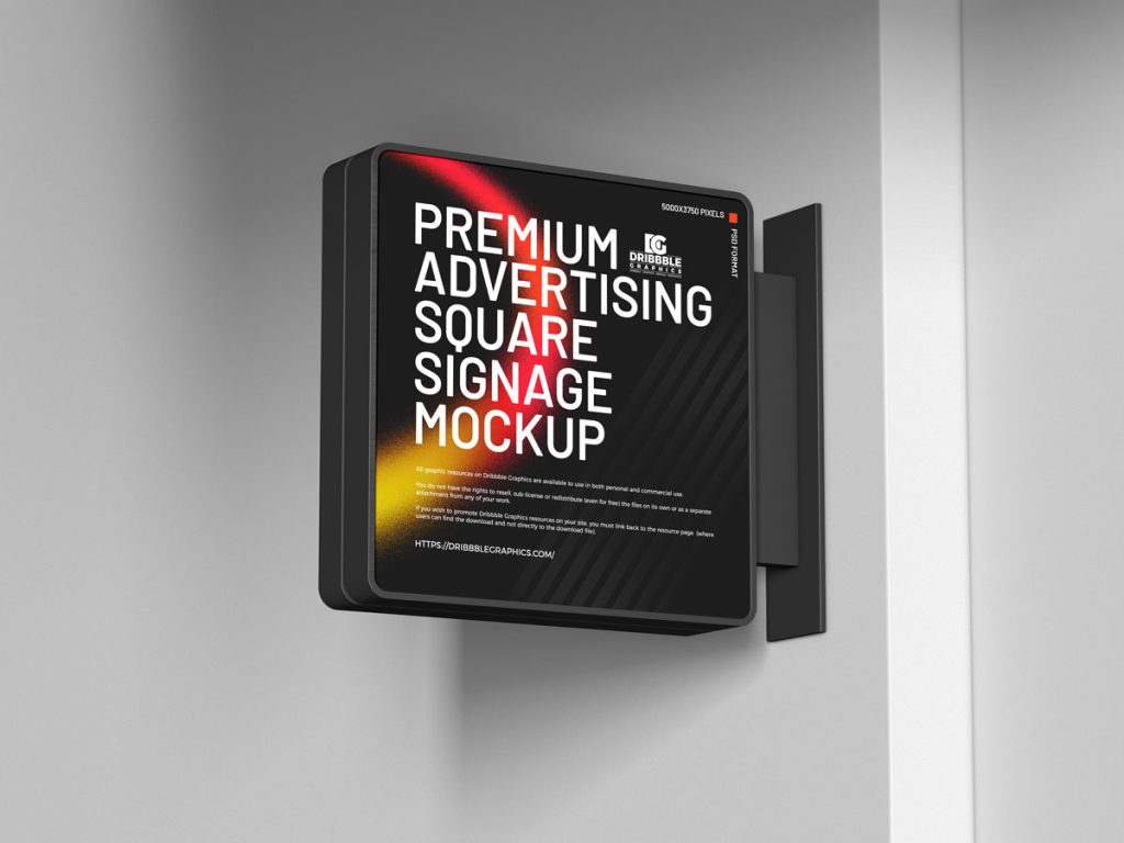 Free Square Signage Banner Mockup Design - Mockup Planet