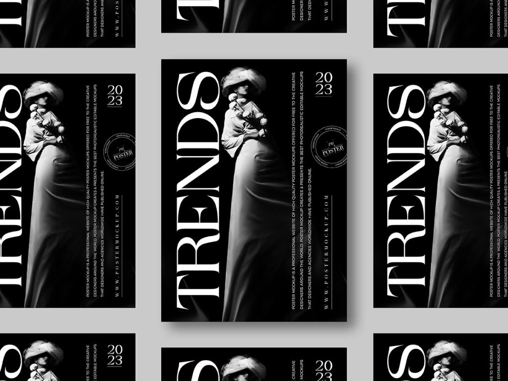 Free Top View Grid A3 Poster Mockup Design - Mockup Planet