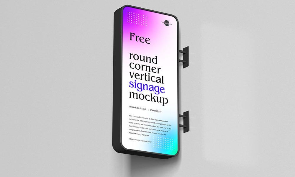Free Vertical Signage Banner Mockup Design - Mockup Planet