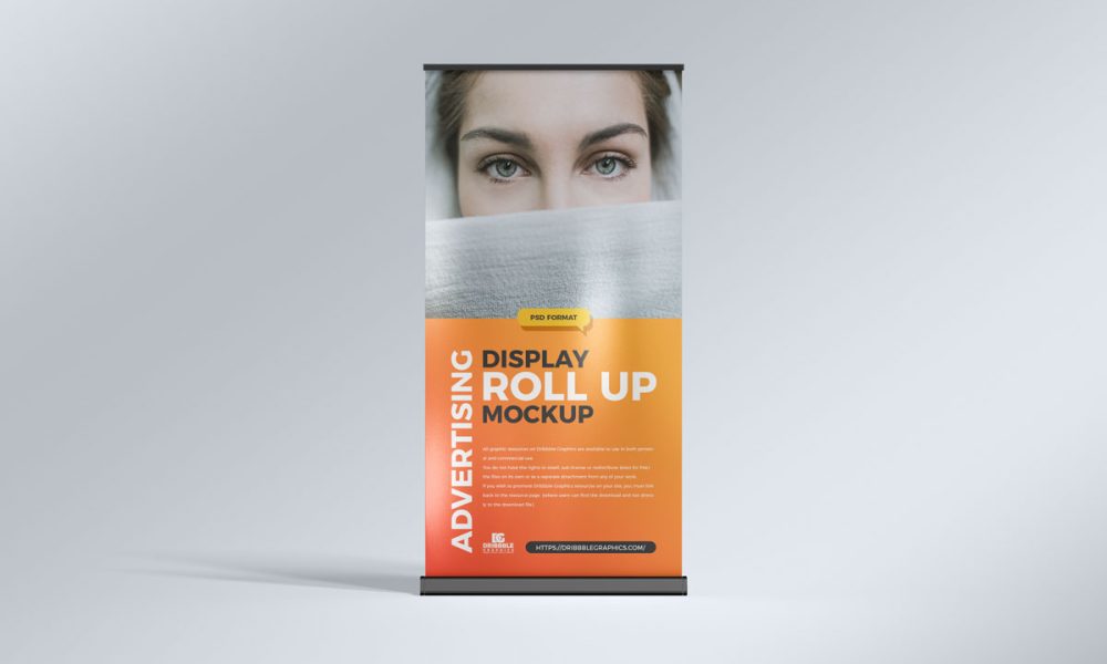 Free Front View Roll Up Mockup Design - Mockup Planet