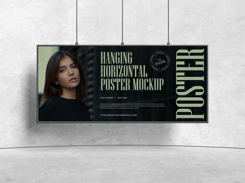 Free Advertising Horizontal Poster Mockup Design - Mockup Planet