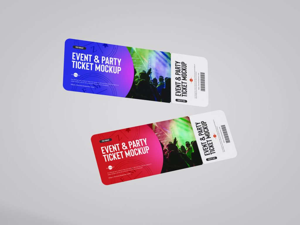 Free Floating Tickets Mockup Design - Mockup Planet