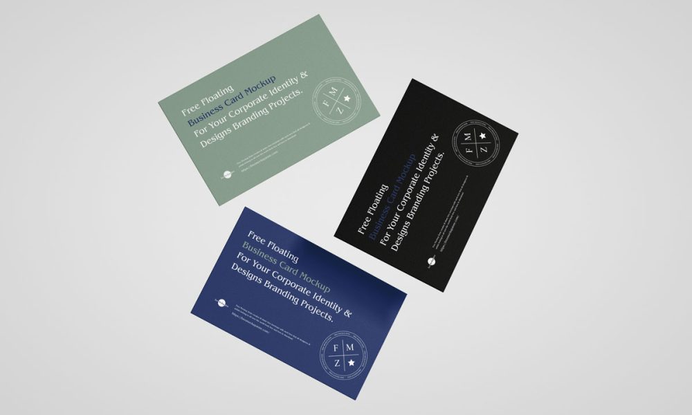 Free Premium Flying Business Card Mockup Design - Mockup Planet