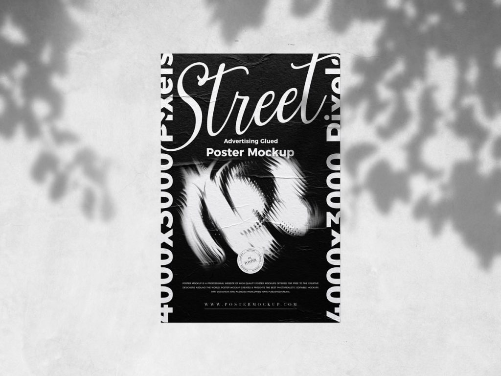 Free Street Advertising Glued Poster Mockup Design - Mockup Planet