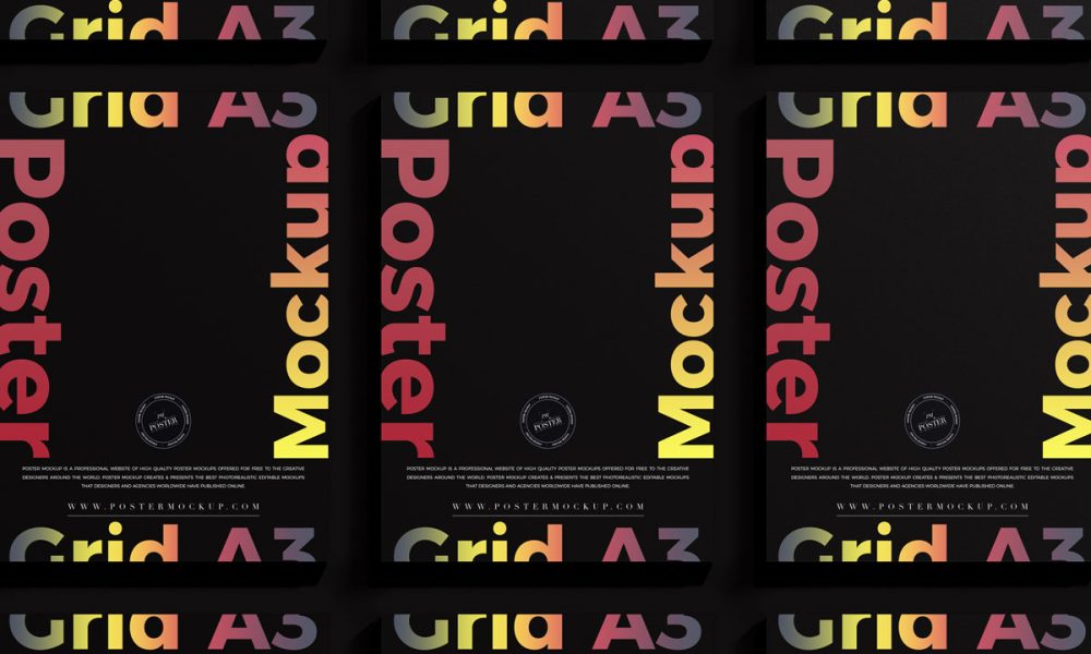 Free Premium Grid A3 Poster Mockup Design - Mockup Planet