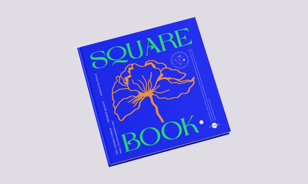 Free Square Floating Book Mockup Design - Mockup Planet