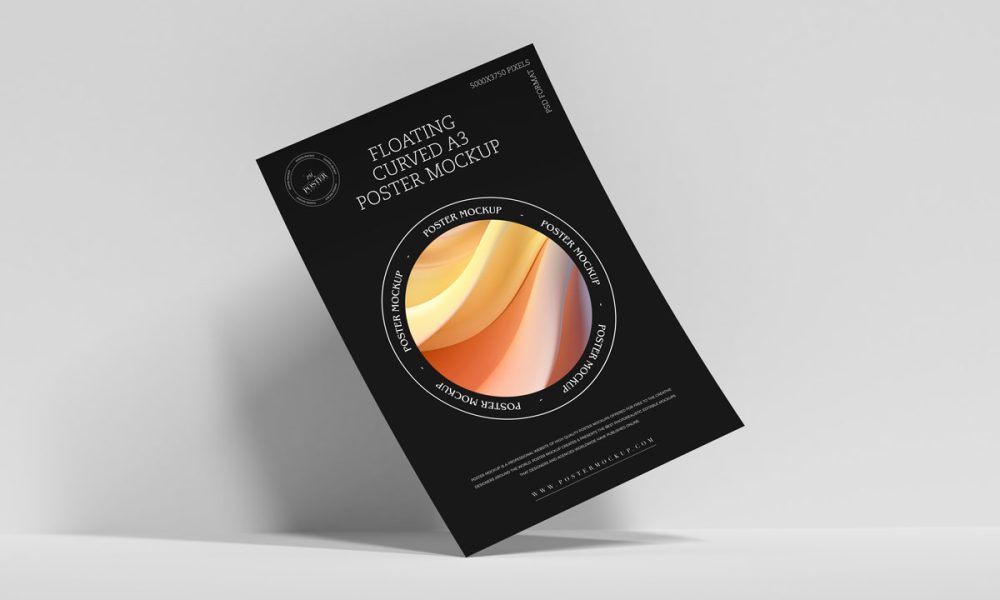 Free Fabulous Floating Poster Mockup Design - Mockup Planet