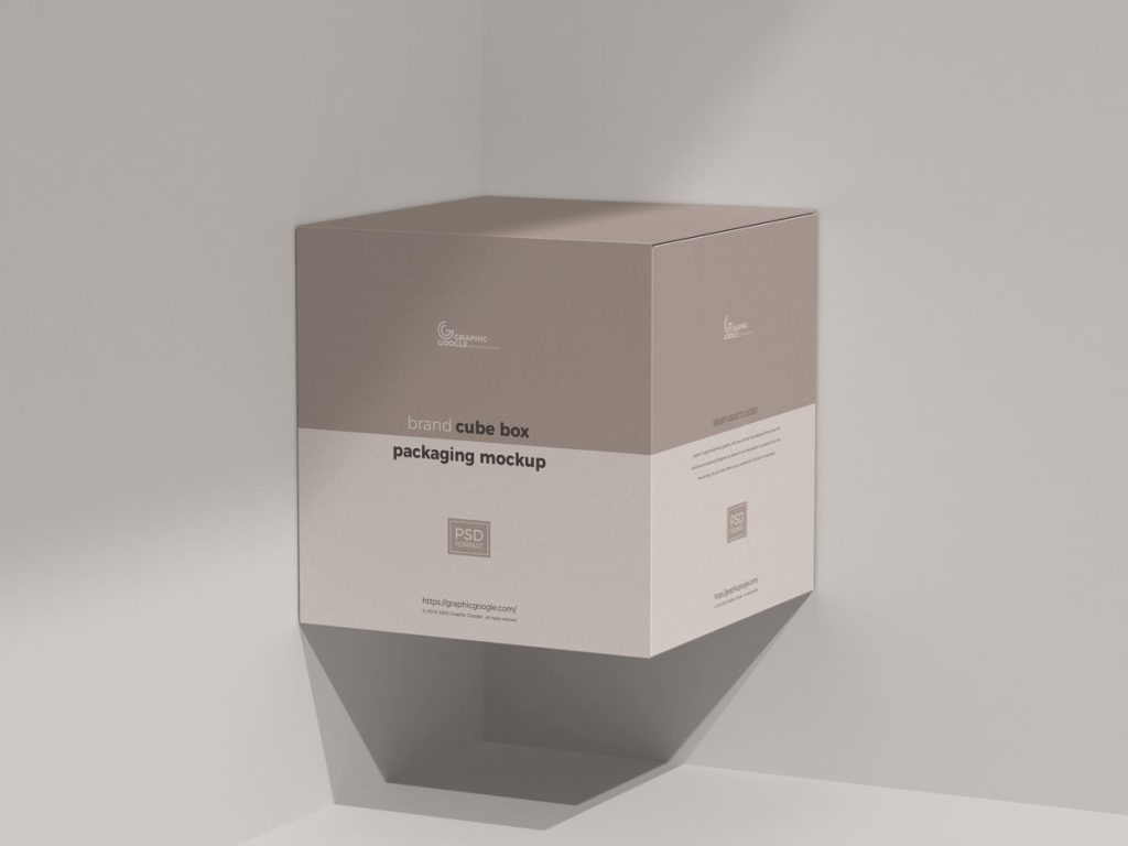 Free Floating Square Box Packaging Mockup Design - Mockup Planet