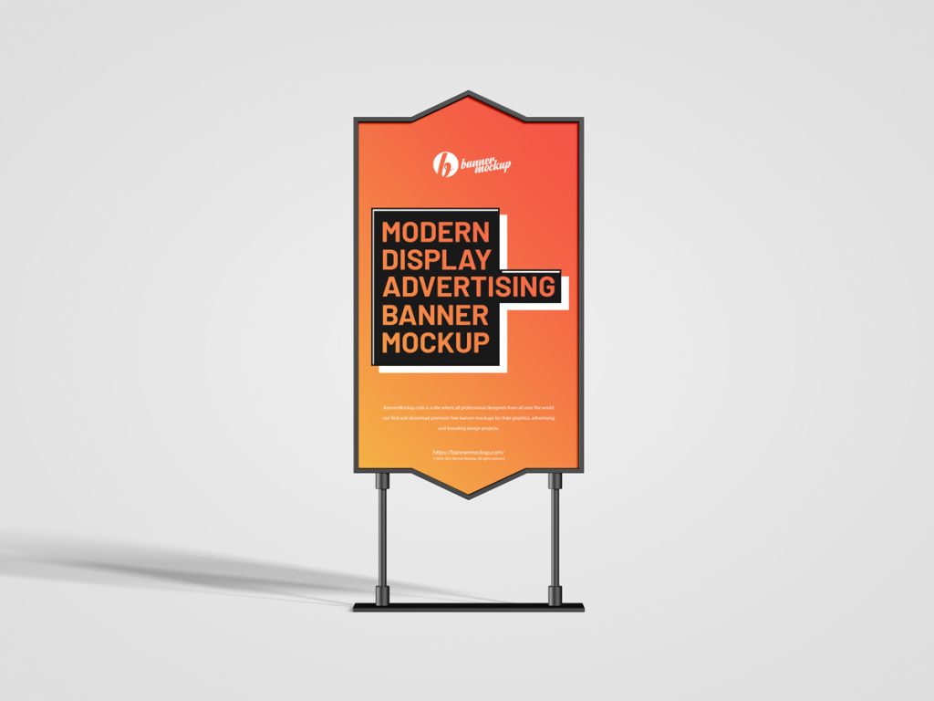 Free Front View Advertising Display Banner Mockup Design - Mockup Planet