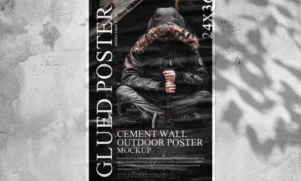 Free Outdoor Glued Poster Mockup Design - Mockup Planet